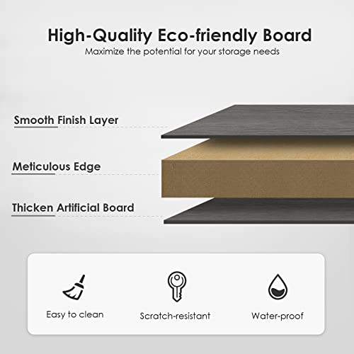 STARY 5 Shelf Bookcase Carbon Black Tall Bookshelf for Bedroom 5 Tier Modern Wood Bookshelf 33" Wide 60" Tall