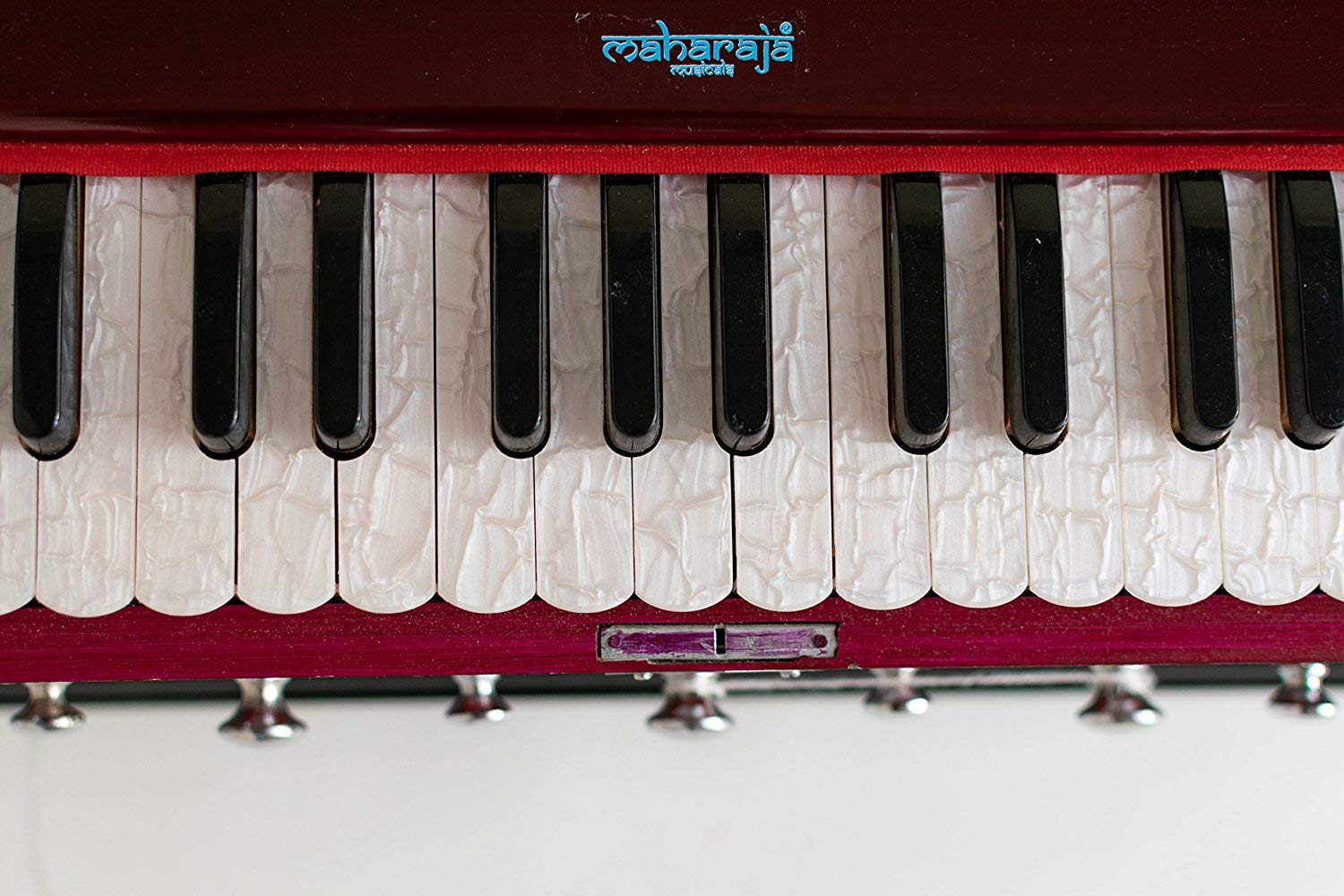 Harmonium Musical Instrument, Maharaja Musicals, 9 Stops, 3 1/2 Octave, Double Reed, Coupler, Dark Mahogany, Standard, Padded Bag, A440 Tuned, Indian Sangeeta Harmonium (PDI-43)
