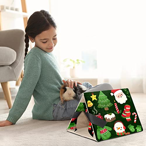 Y-DSIWX Guinea Pig Hideout House Bed, Christmas Elements Rabbit Cave, Squirrel Chinchilla Hamster Hedgehog Nest Cage