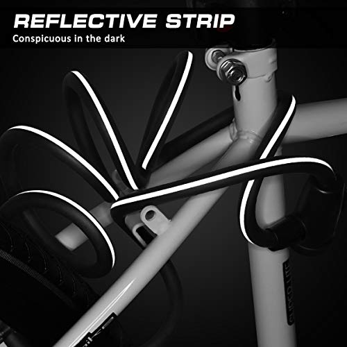 Homoto Bicycle Lock with Key, Cable Locks with Key, Chain Lock Bicycle 1.2 cm Diameter, with Waterproof Keyhole Lid, Support and Reflective Strips, 180 cm
