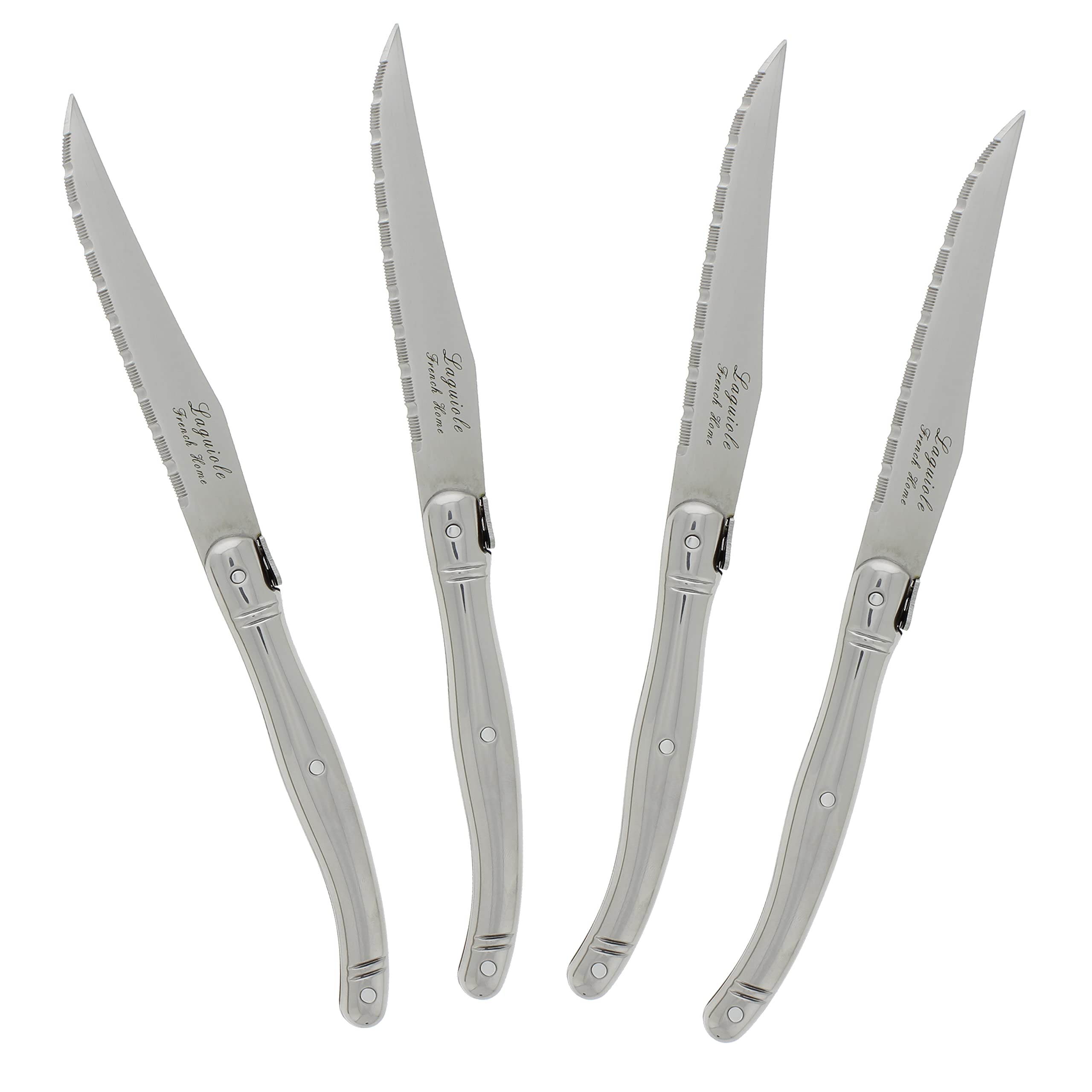Laguiole 4-Piece Steak Knives (Stainless Steel) - Stainless Steel Knife Set – Smooth Cut Serrated Knife Blade – Dishwasher Safe Steak Knife Set – Luxurious Kitchen Knife Set for Parties…