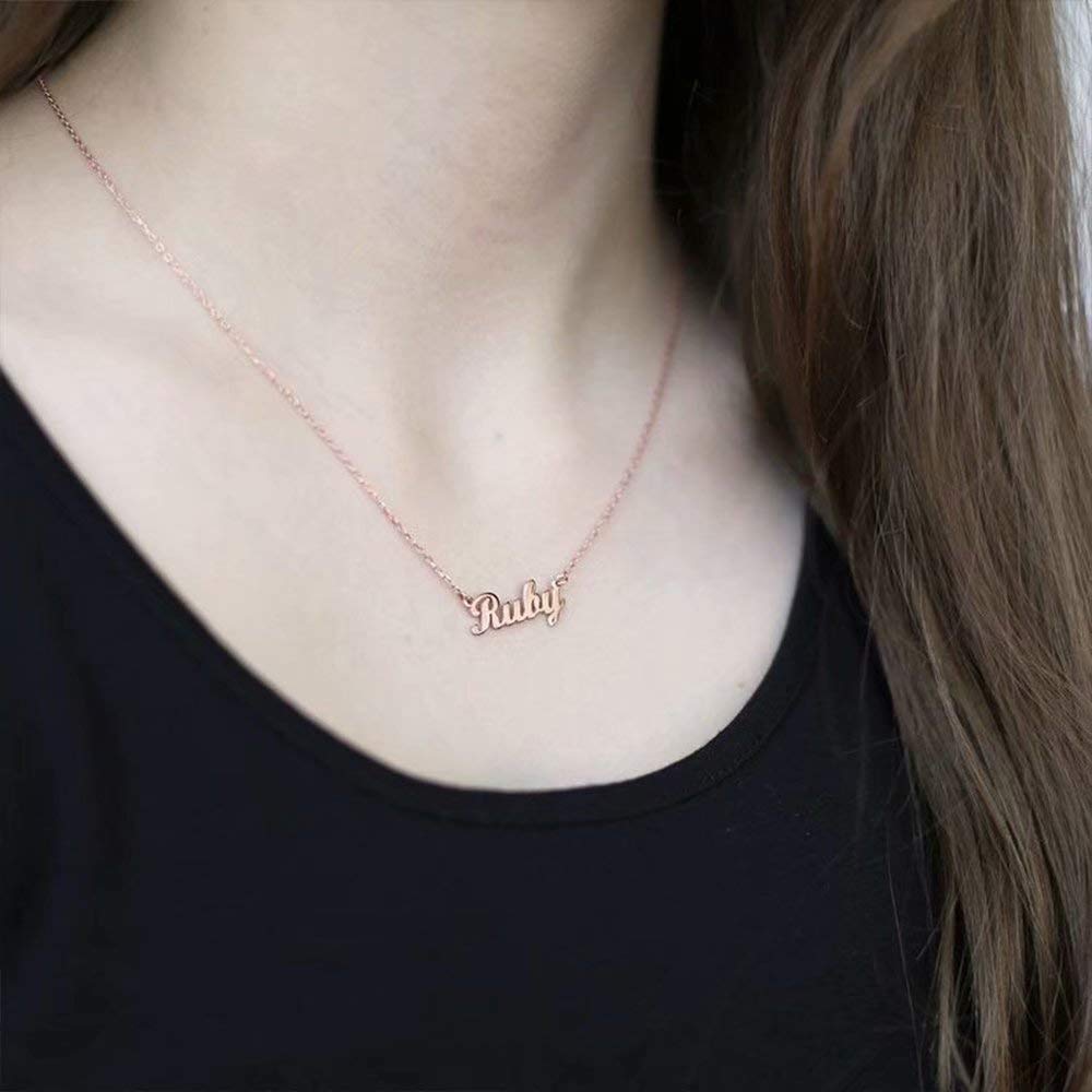 Hidepoo Jasmine Necklace - 18K Gold Plated Name Necklace Jasmine for Women Jewelry