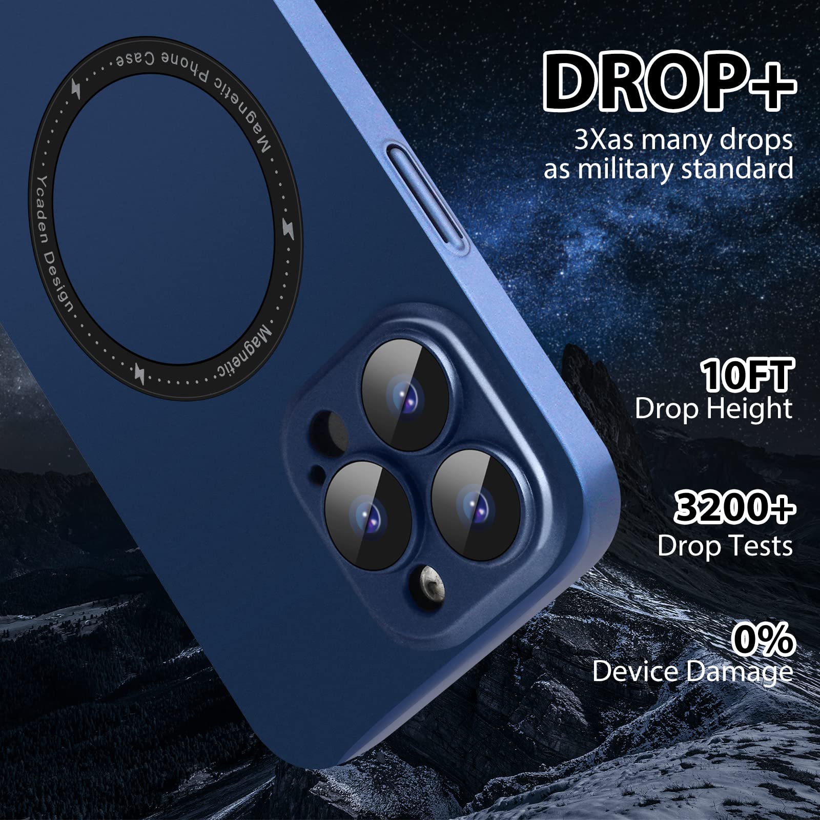 HADVZQ 2023 New Magnetic Design for iPhone 14 Pro Max Phone Case [Military Grade Drop Test][Compatible with MagSafe] Matte Case for iPhone 14 Pro Max Case (6.7 inches), Mystery Blue