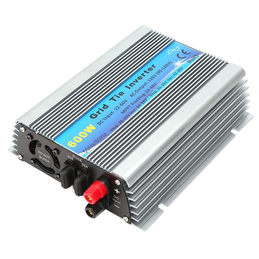 Household Solar Power Inverter DC 2260V Stackable Grid Tie Solar Inverter 600W Pure Sine Wave High Efficiency for Air Conditioners Home Theaters(AC 100120V)