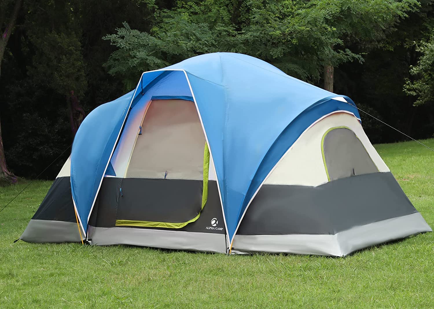 LET'S CAMP 6 Person Extended Dome Tent with Removable Rain Fly for Camping Hiking Outdoor - 12' x 10', Blue