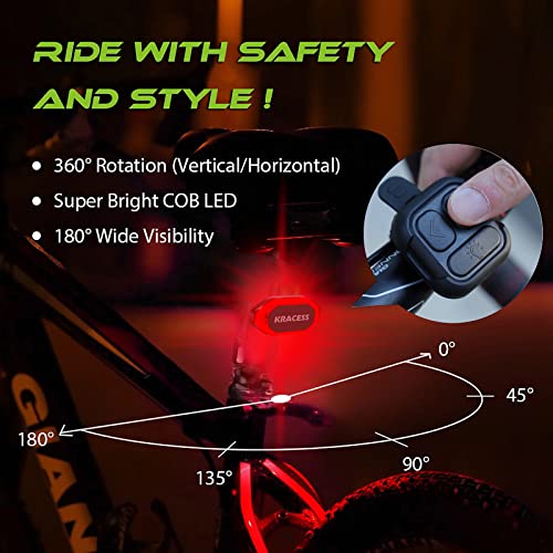 KRACESS KRS-K1 Bike Tail Light Turn Signals Smart Bicycle Rear Remote Control Light Turn Signals Cycling Safety Warning Brake Light (KRS-D1)