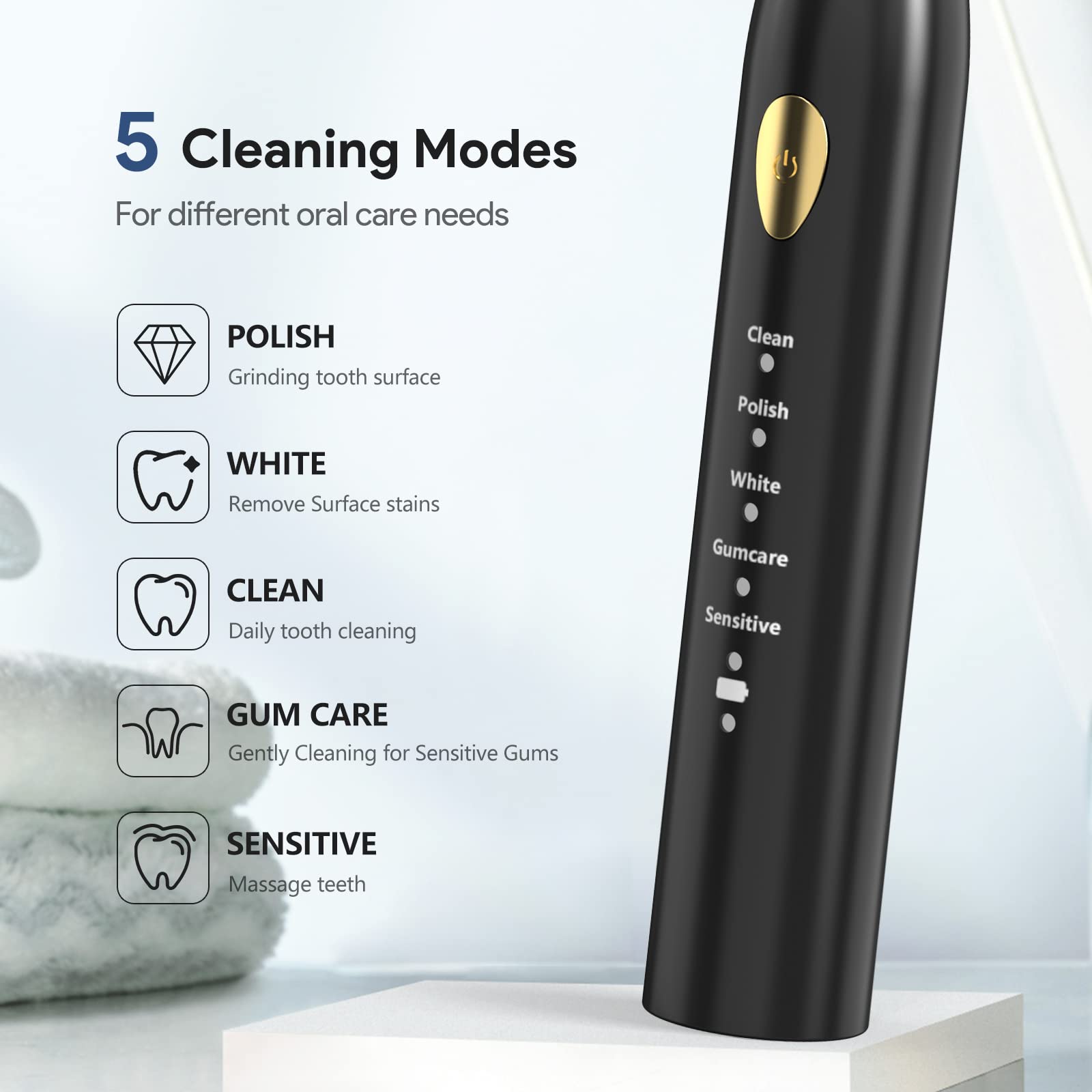 MOROLURU Electric Toothbrush Duo Dual Handle 5 Modes with Smart Timer and 16 Brush Heads & 2 Travel Cases Including IPX7 Waterproof ,Black&White