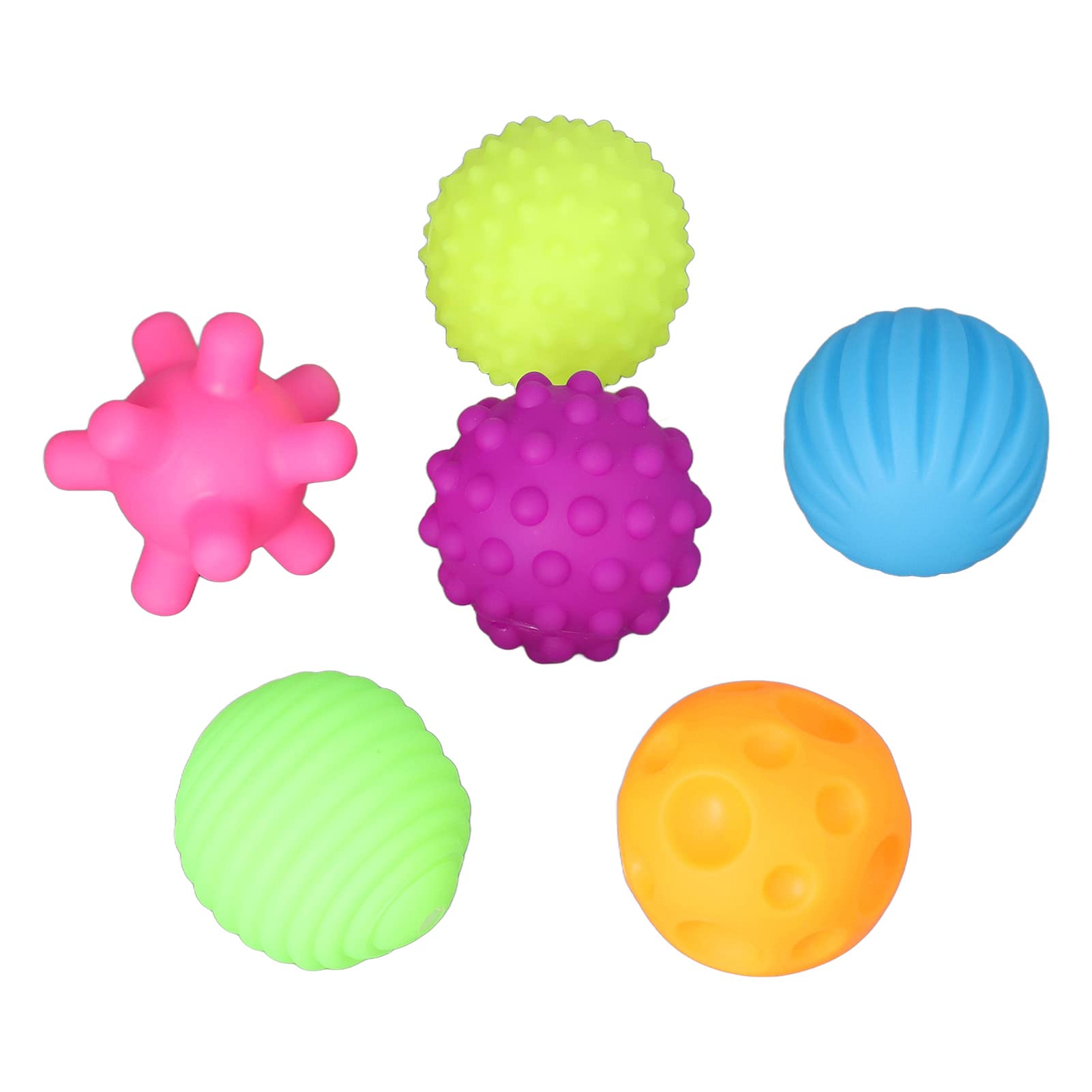 LBEC Textured Ball Set Multicolor Baby Sensory Ball Portable 6 Piece Toddler Home (Colorful)