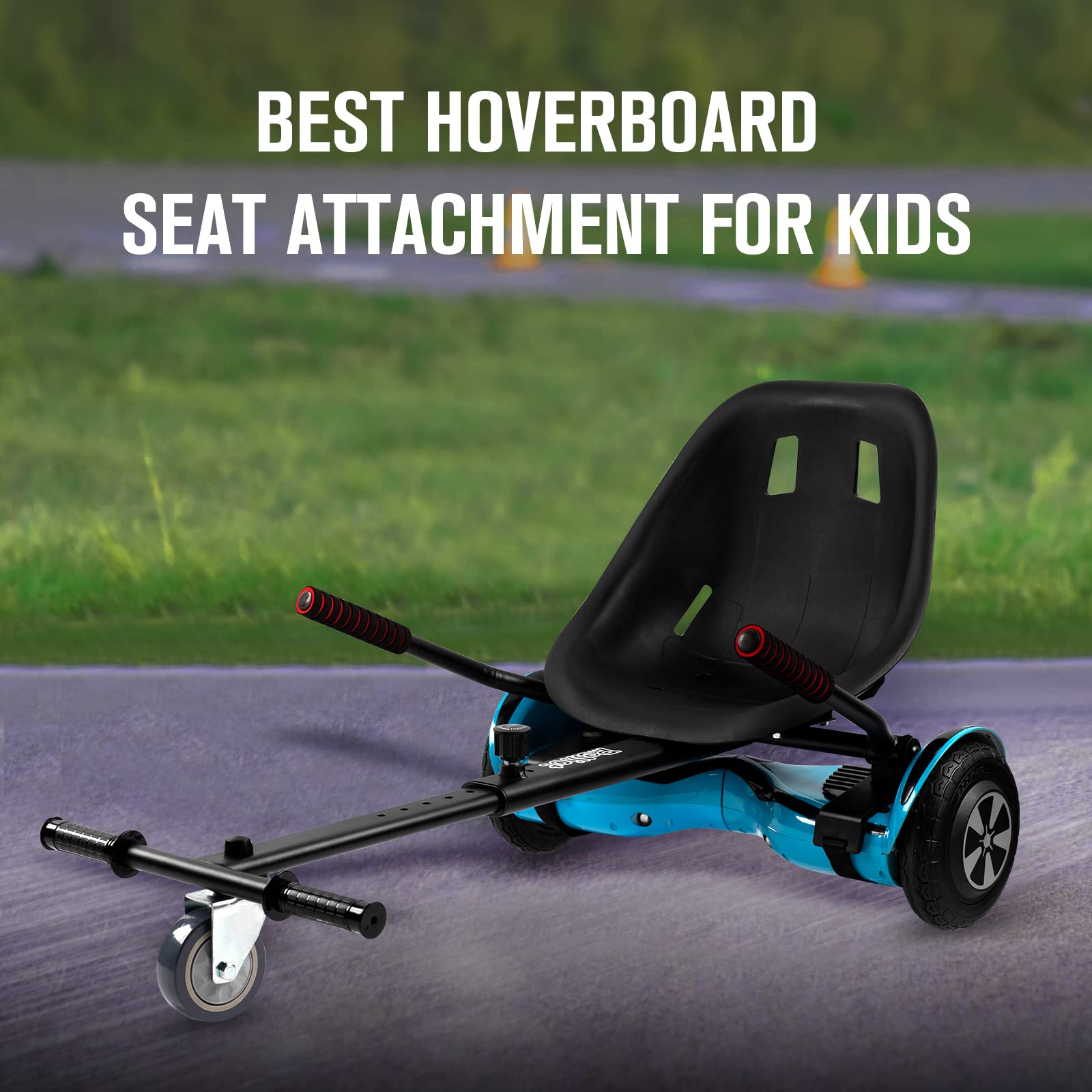 Hoverboard Go Kart Seat Attachment Hoverboard Accessories Conversion Kit, Adjustable Frame, Suitable for Kids Adults, Compatible with 6.5'' 8'' 10'', Transforming into Go-Kart, Blue