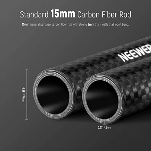 NEEWER 15 mm Carbon Fibre Extension Rods Pack of 2, Compatible with SmallRig Compatible with Tilta Shoulder Support System 15 mm Rail Follow Focus for DSLR Camera, SR002 (30 cm)