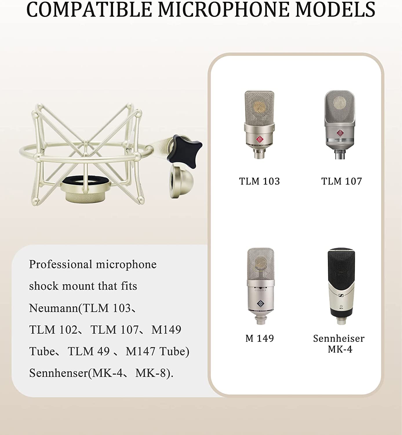 Grneric Metal Microphone Shockmount & Stand for Neumann TLM 103/M147 - Silver