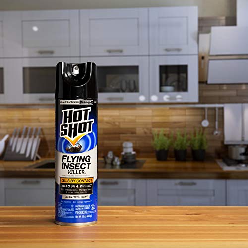 Hot Shot Flying Insect Killer 15 Ounces, Aerosol, Clean Fresh Scent (Pack of 6)
