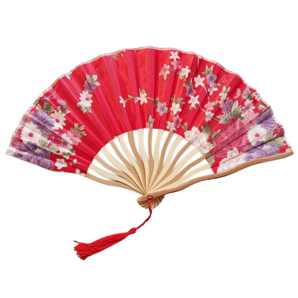 Held Hand Paper Chinese Decor Fan Party Wedding Style Fan Folding Fans Small Loud Fan (0-C, One Size)