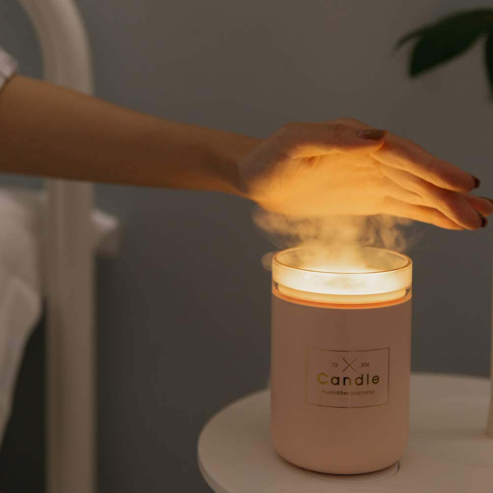 HARPAT Humidifier USB Small Humidifier 280ml Ultrasonic Portable Mini Humidifier with LED 4Hours Auto Shut Off for Home, Office, Yoga Pink