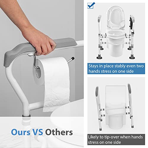 LEACHOI Toilet Safety Rails for Elderly, Toilet Rails for Elderly Free Standing, Heavy Duty Toilet Safety Frame with Arms, Handicap Toilet Seat, Height & Width Adjustable - 350lbs