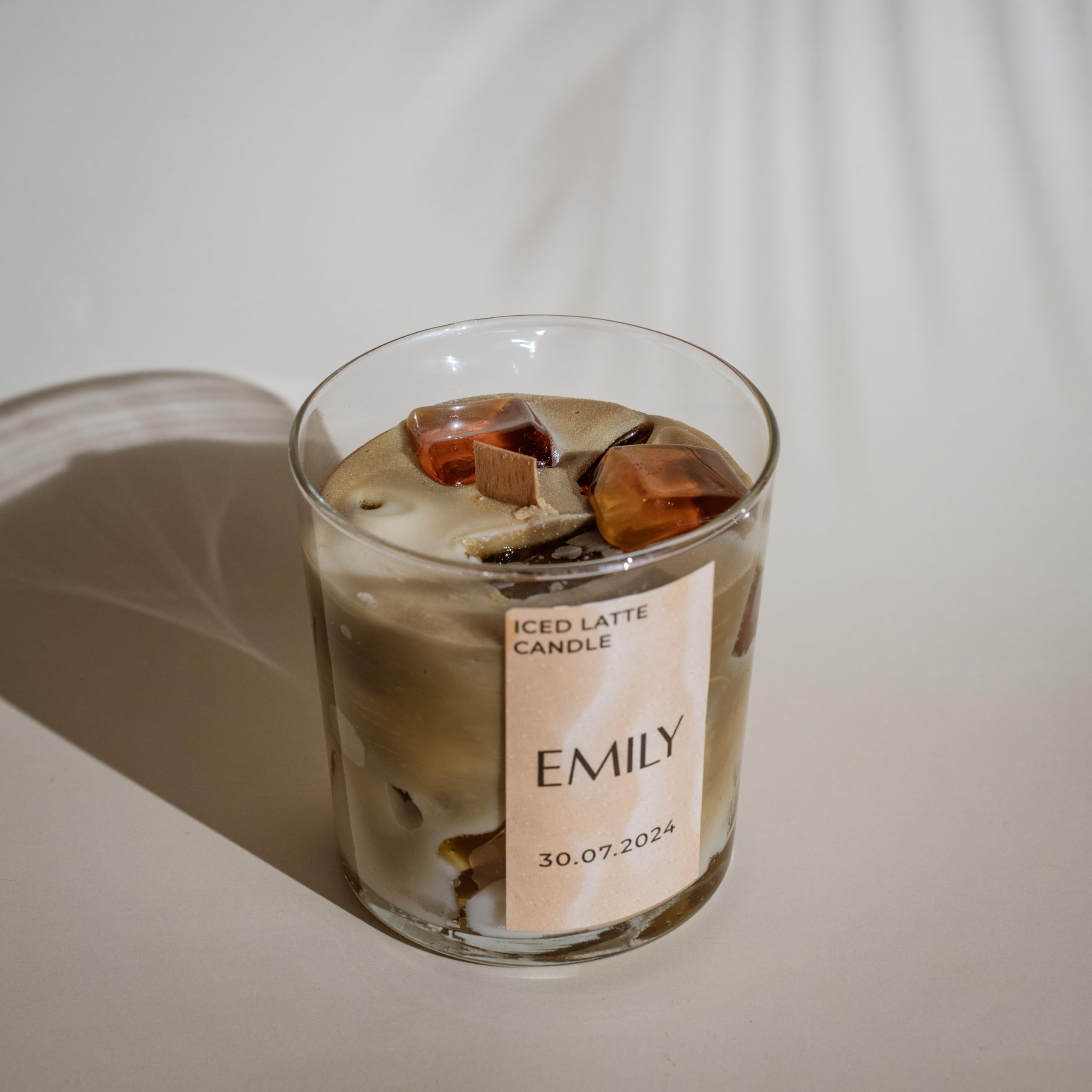 Personalized Iced Coffee Latte Candle β Custom Soy Wax Candle with Wooden Wick β Gift for Weddings, Birthdays, Bridesmaids, and Christmas Gifts