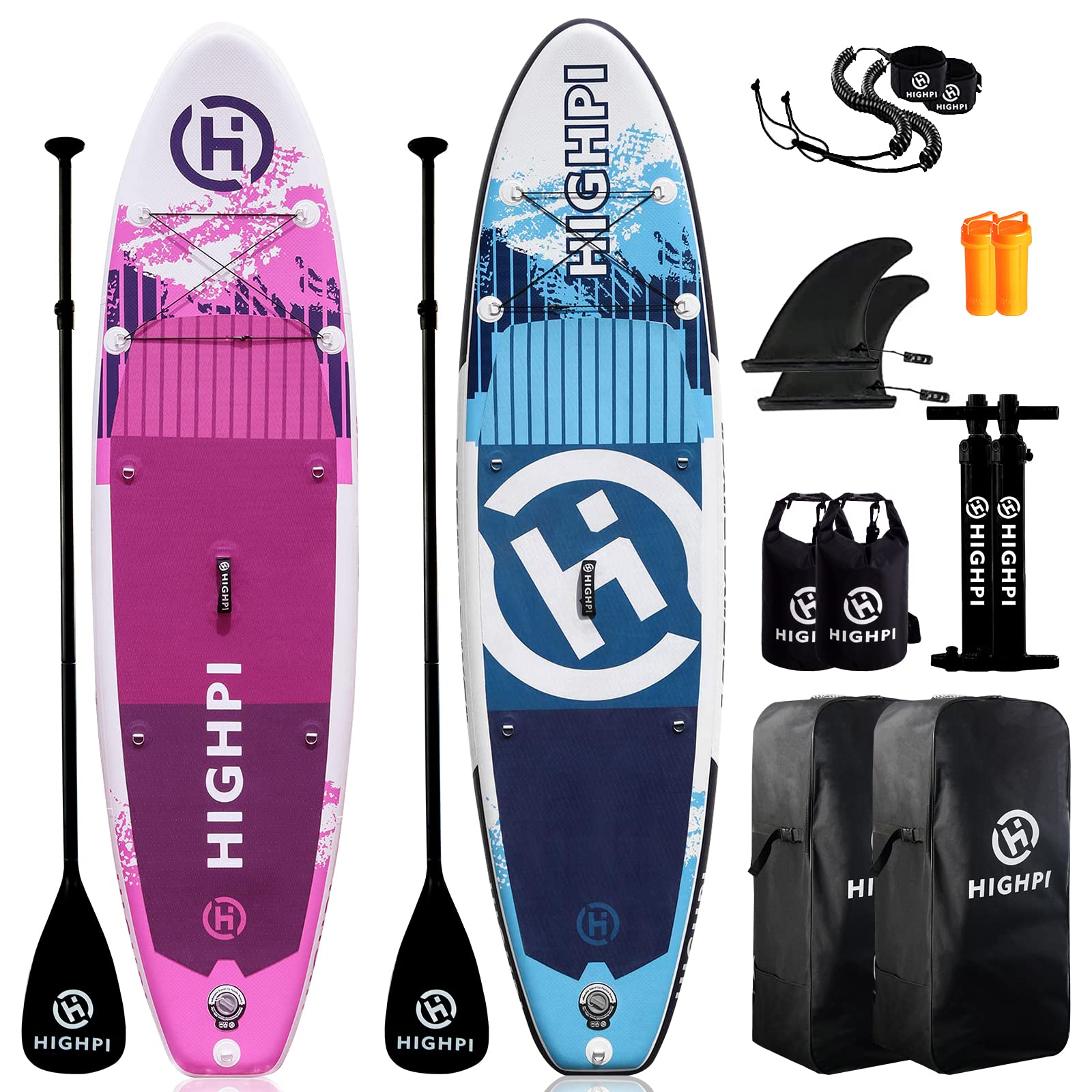 Highpi Inflatable Stand Up Paddle Boards, 10'6''x32''x6'' SUP with Accessories Backpack Anti-Slip Deck, Leash, Paddle and Hand Pump, Inflatable Paddle Board Standing Boat for Youth & Adult