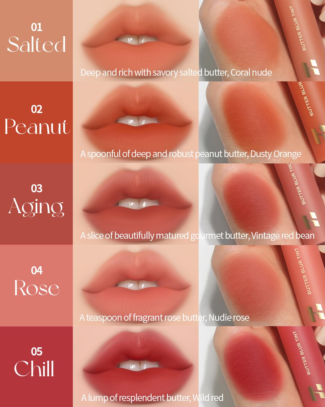 HOLIKA HOLIKA Butter Blur Lip Tint (09 VINE) - Korean Matte Lip Tint, Lightweight High-Pigmented Lips, Velvety Silky Smooth K-Beauty Lip Makeup, Long Wearing Formula