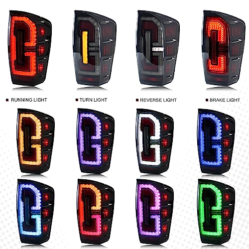 inginuity time LED RGB Tail Lights fit for Toyota Tacoma 2016-2022 SR5 TRD Off Road Start-up Animation Sequential Indicator APP Control Replacement Rear Lamps Assembly Accessary