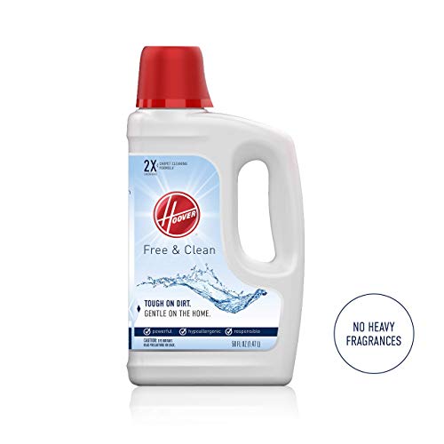 Hoover Free Deep Cleaning Carpet Shampoo, Concentrated Machine Cleaner Solution, 50oz Hypoallergenic Formula, AH30952, White, 50 Fl Oz (Pack of 1)