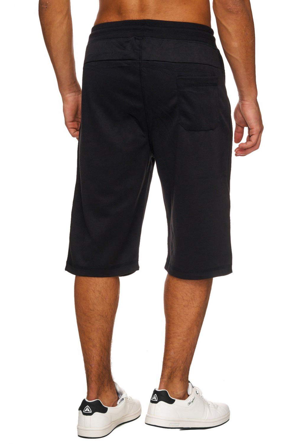Hidyliu Mens Elastic Waist Drawstring Workout Gym Joggers 3/4 Shorts Summer Casual Sweat Short Pants with Pockets (Black Workout Shorts, 2XL)