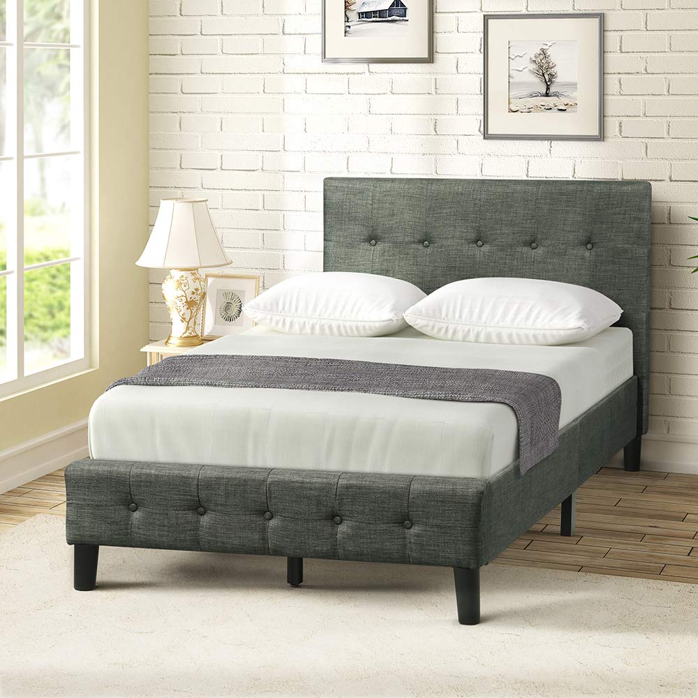 Harper & Bright Designs Wood Twin Upholstered Bed Frame with Headboard and Footboard, Strong Wooden Slats, No Box Spring Needed (Grey)