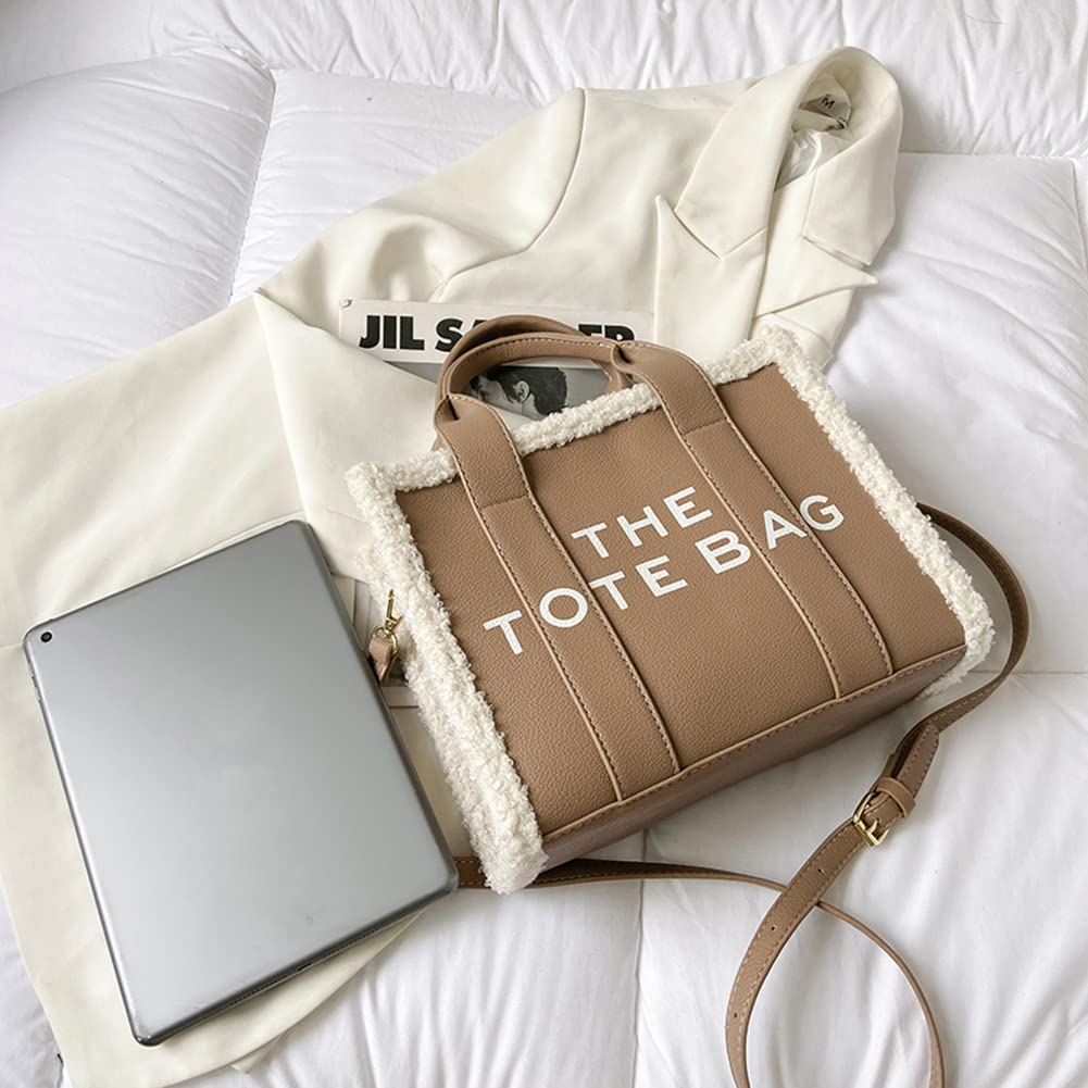 JQWYGB Work Tote Bags for Women - Small Trendy Personalized Leather Bag Large Capacity Top-Handle Shoulder Crossbody (Khaki)