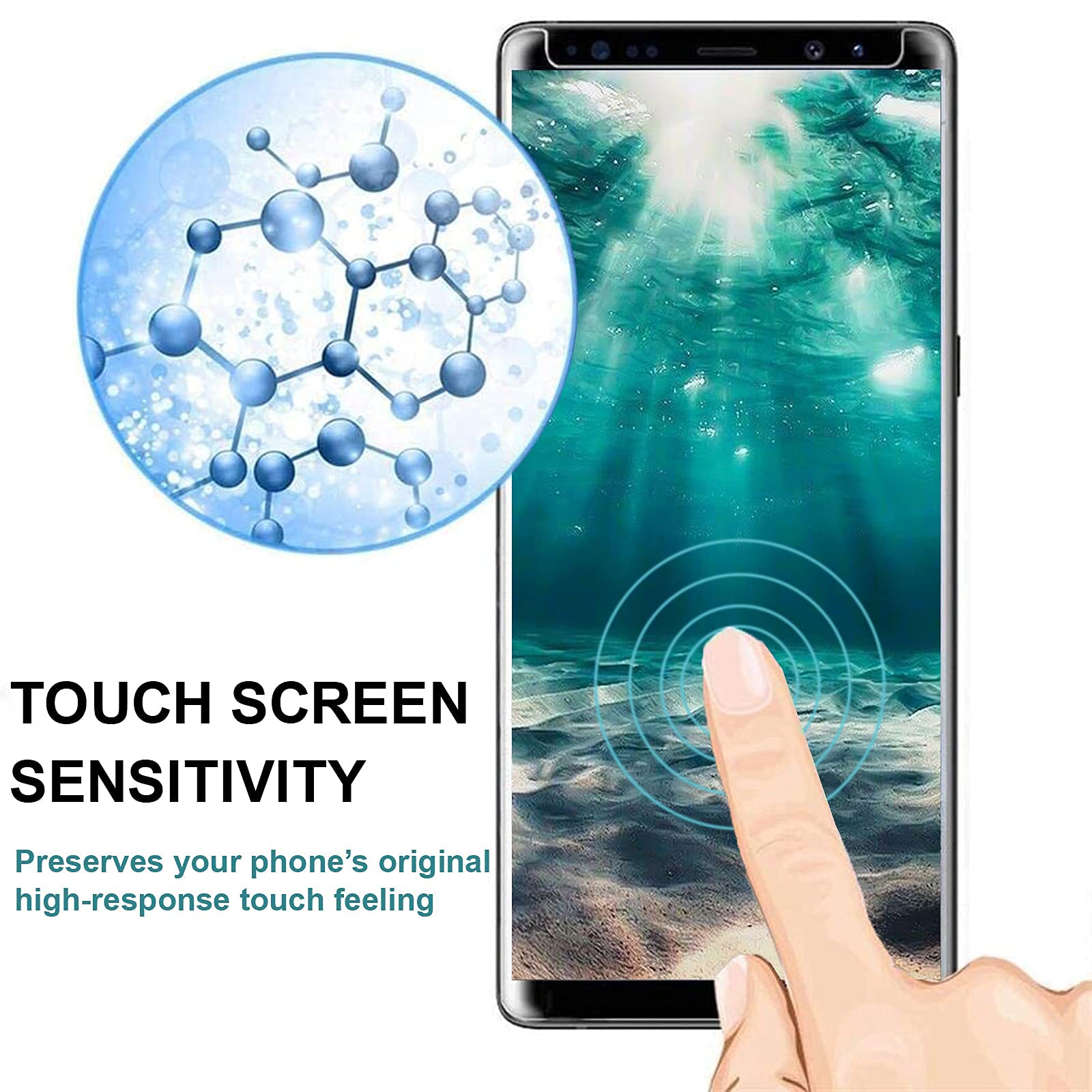 letosan Galaxy Note 9 Screen Protector, [2 Pack] Case Friendly,Bubble-Free,9H Hardness 3D Curved, Scratch-Resistant for Samsung Note 9 Tem black note