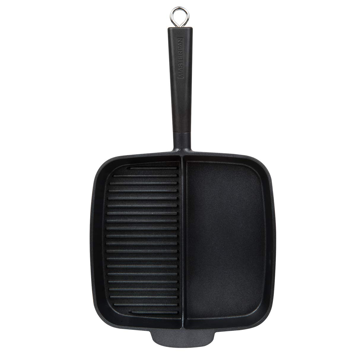 MasterPan Non-Stick Cast Aluminium 2-Section Meal Skillet, 11", Black