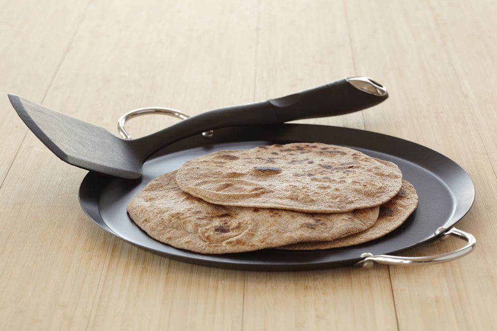 IMUSA USA CAR-52023 13.5" Nonstick Carbon Steel Small Round Comal with Metal Handles, Black