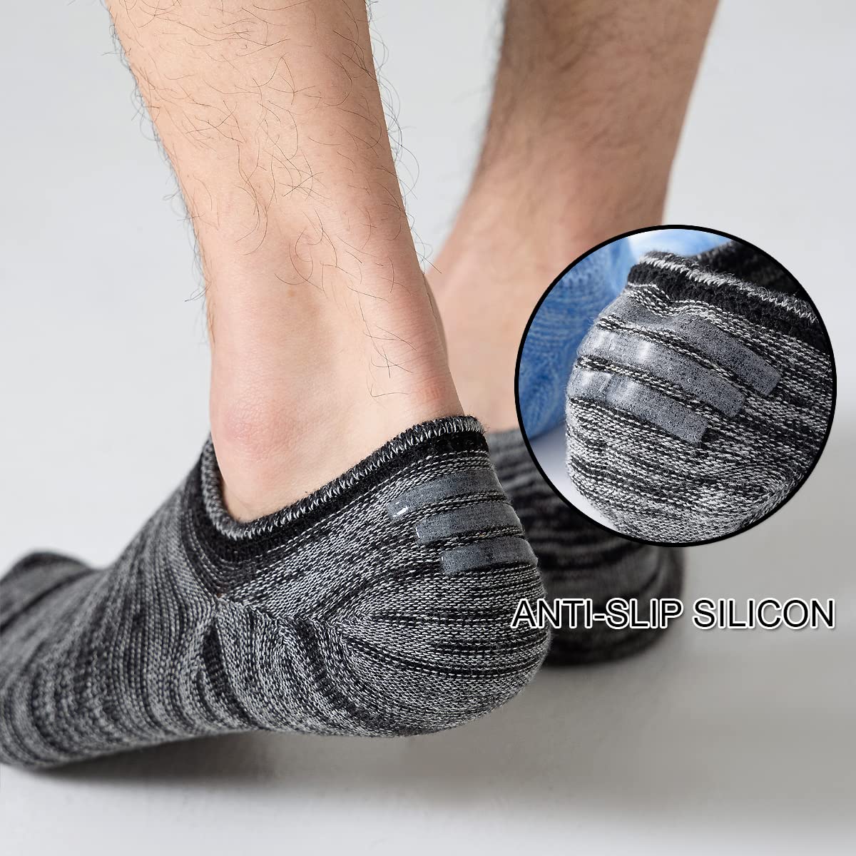 Marchare Men No Show Socks 8 Pairs Cotton Low cut Sneaker Ankle Socks Cushioned Crew Socks, Black/White Size 7-10