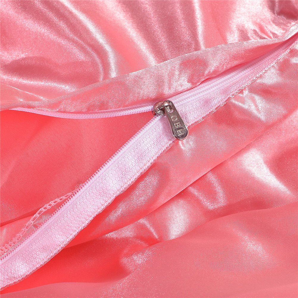 Vagasi Pink Duvet Cover Set Queen Size 3 Pieces - Comforter Cover Super Soft with 2 Pillow Shams - Satin Bedding Set Breathable & Smooth with Zipper Closure