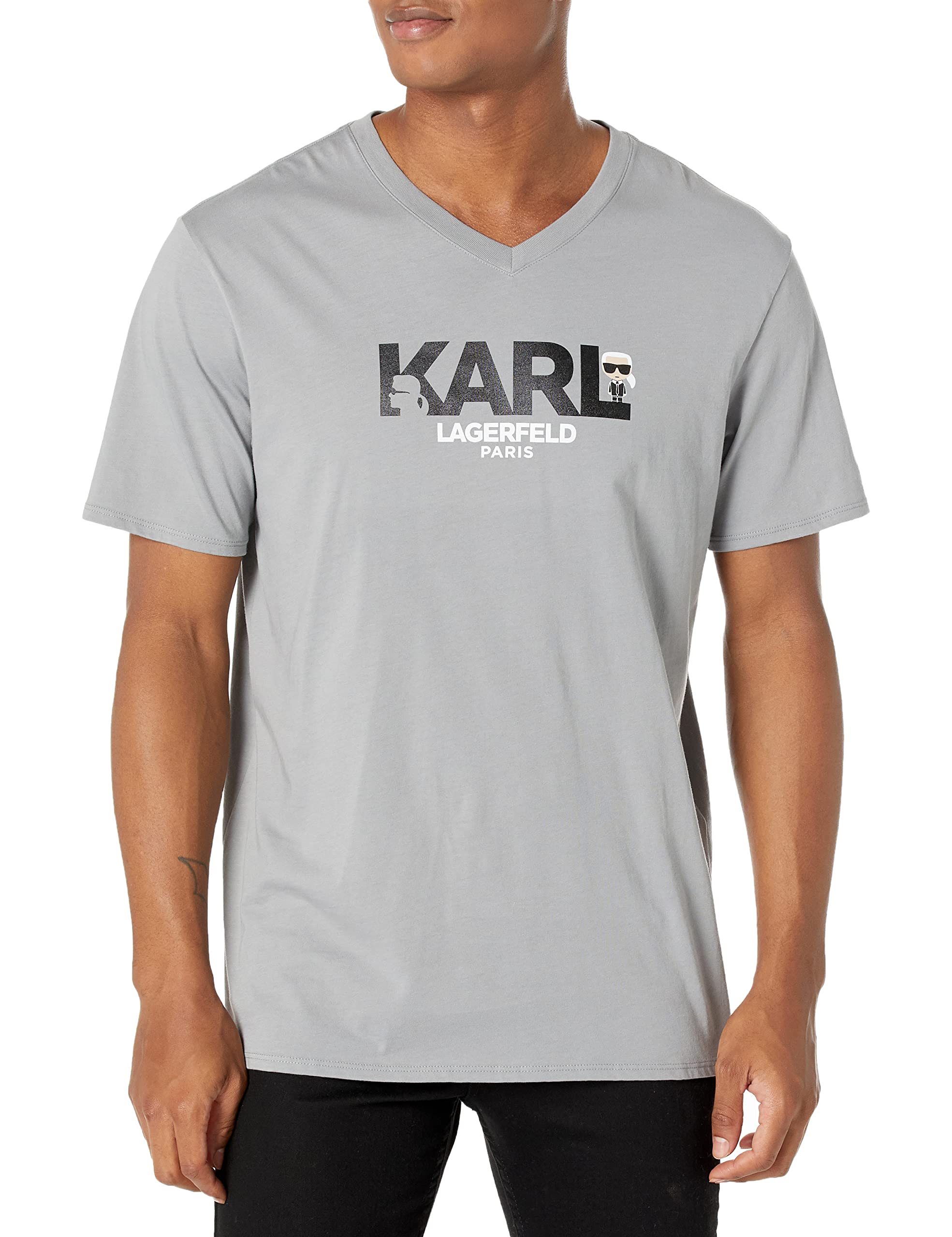 Karl Lagerfeld Paris Men's Karl Profile V-Neck Shirt, Ochre, XX-Large