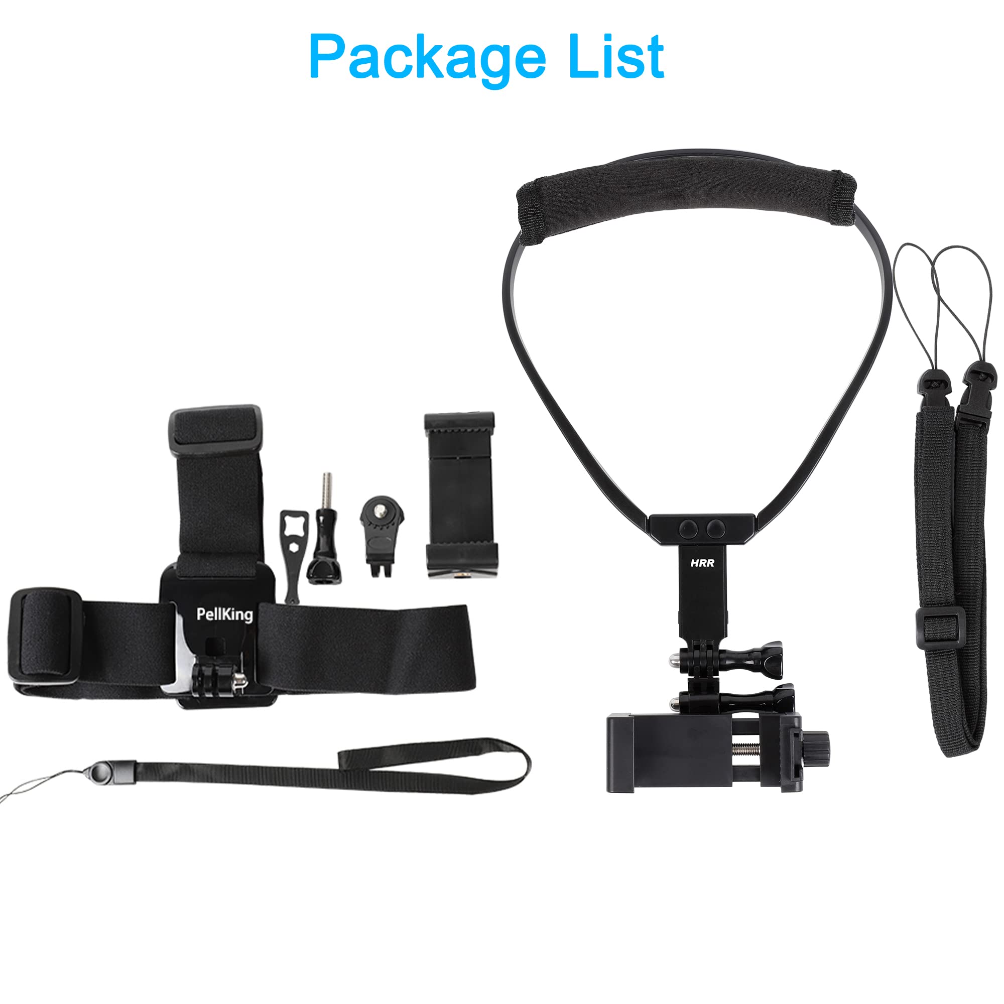 Phone POV Mount Head Strap Neck Holder Chest Harness Mounted for iPhone 14 13 12 11 Pro Max SE Samsung Galaxy S22 Ultra S21 GoPro Hero 11 10 9 8 Action Camera