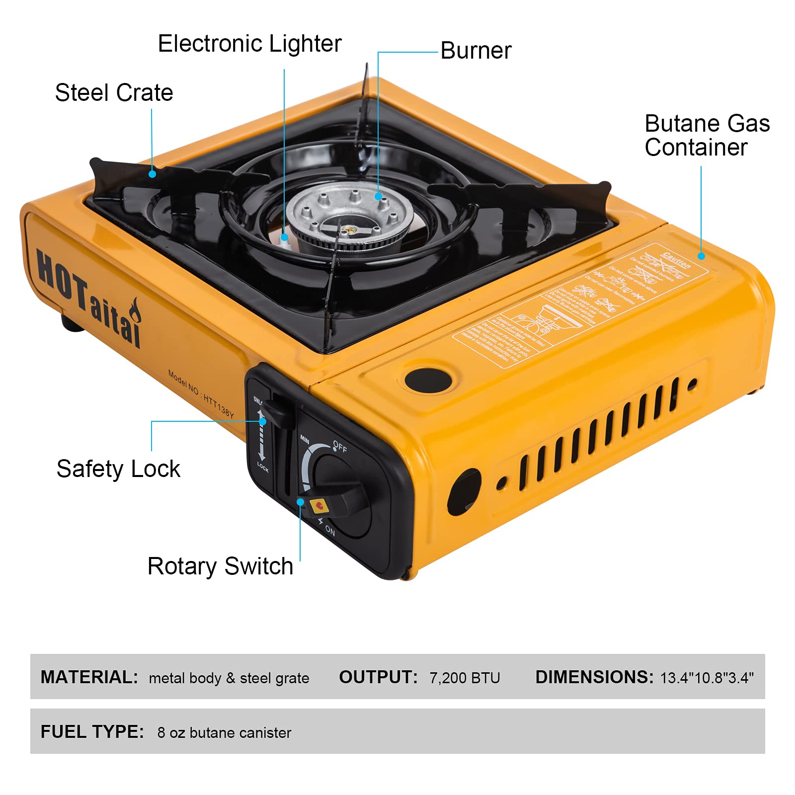HOTaitai Portable Butane Stove with Wind Guard and Carrying Case, Single Burner Gas Stove Sutiable for Camping Emergency Preparedness