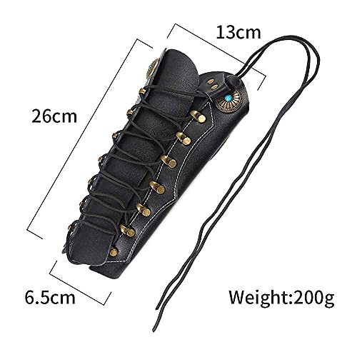 Huntingdoor Arm Guards Archery Leather Arm Protector Soft 3 Finger Archery Glove Black and Brown