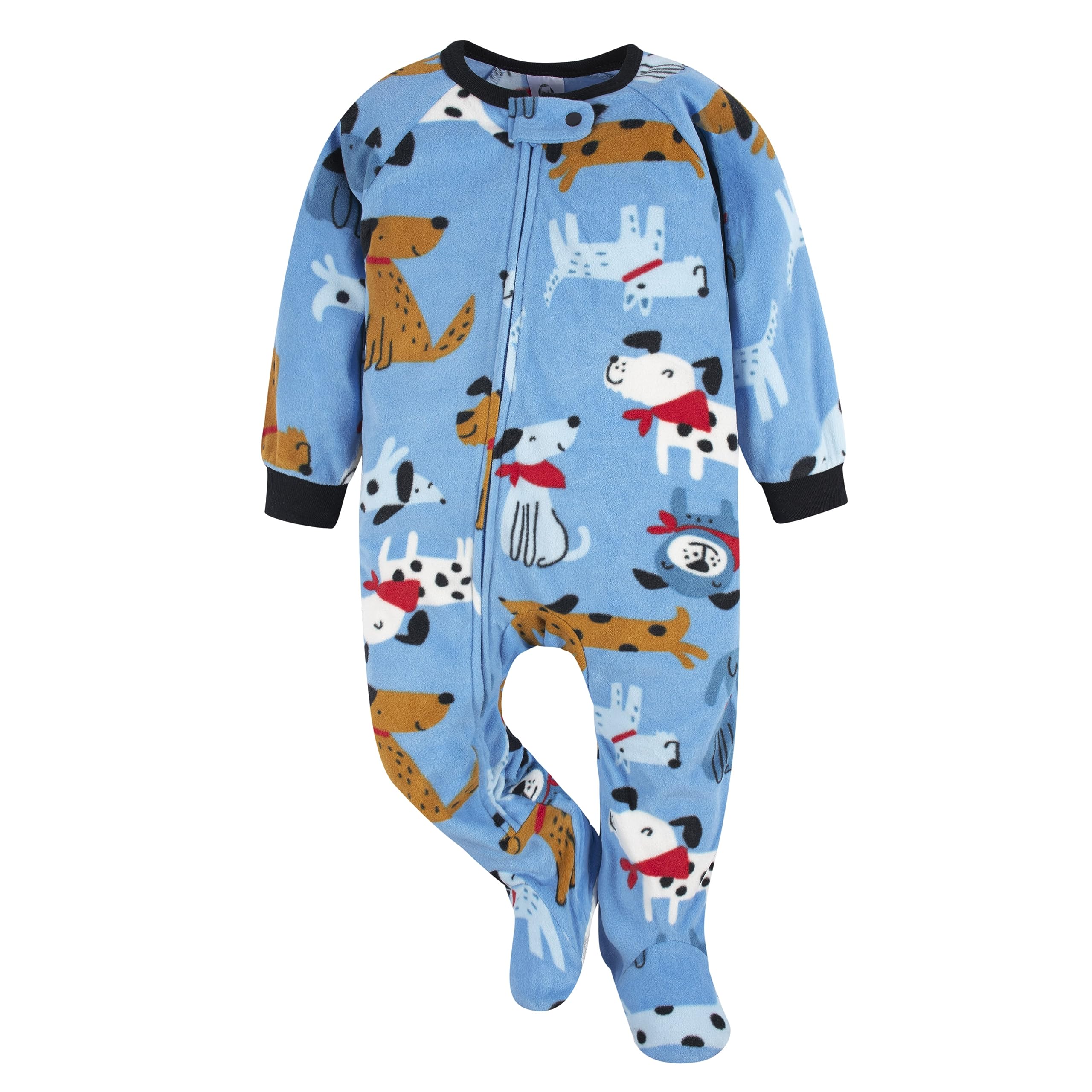 Gerber Baby Boys' Toddler Loose Fit Flame Resistant Fleece Footed Pajamas 2-Pack, Blue Dogs, 2T