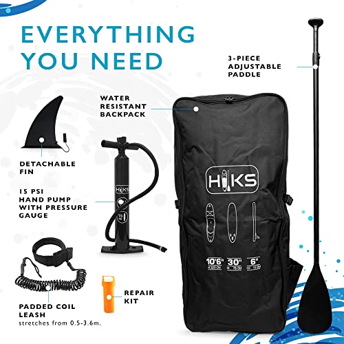 HIKS Maori 11'2" / 3.4m Stand Up Paddle Board SUP Set Inc Paddle, Pump, Backpack & Leash Suitable All Abilities Ideal Beginners Inflatable Paddleboard Kit