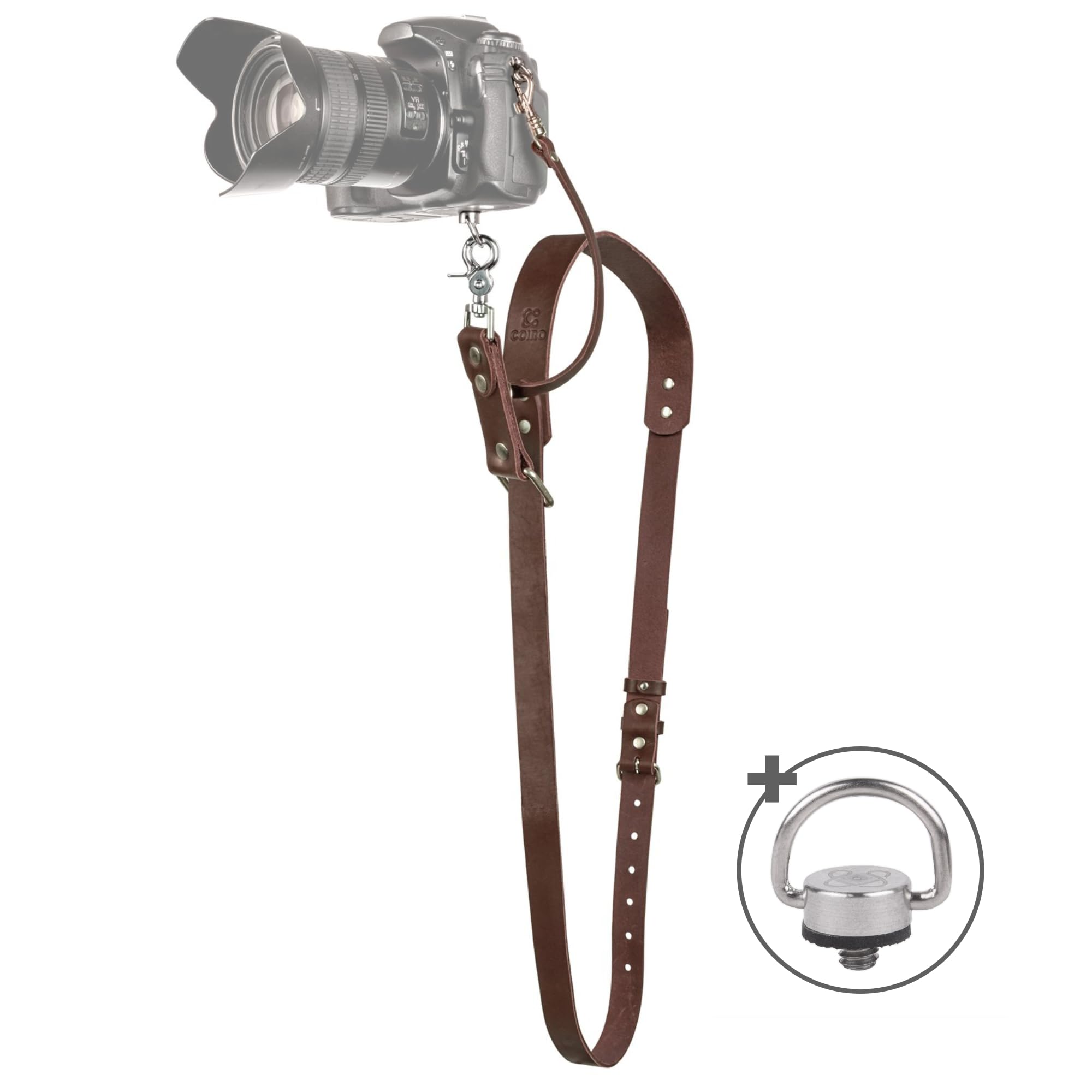 Leather Camera Strap for One Camera - Professional Single Leather Harness Shoulder Strap Quick Release Gear DSLR/SLR