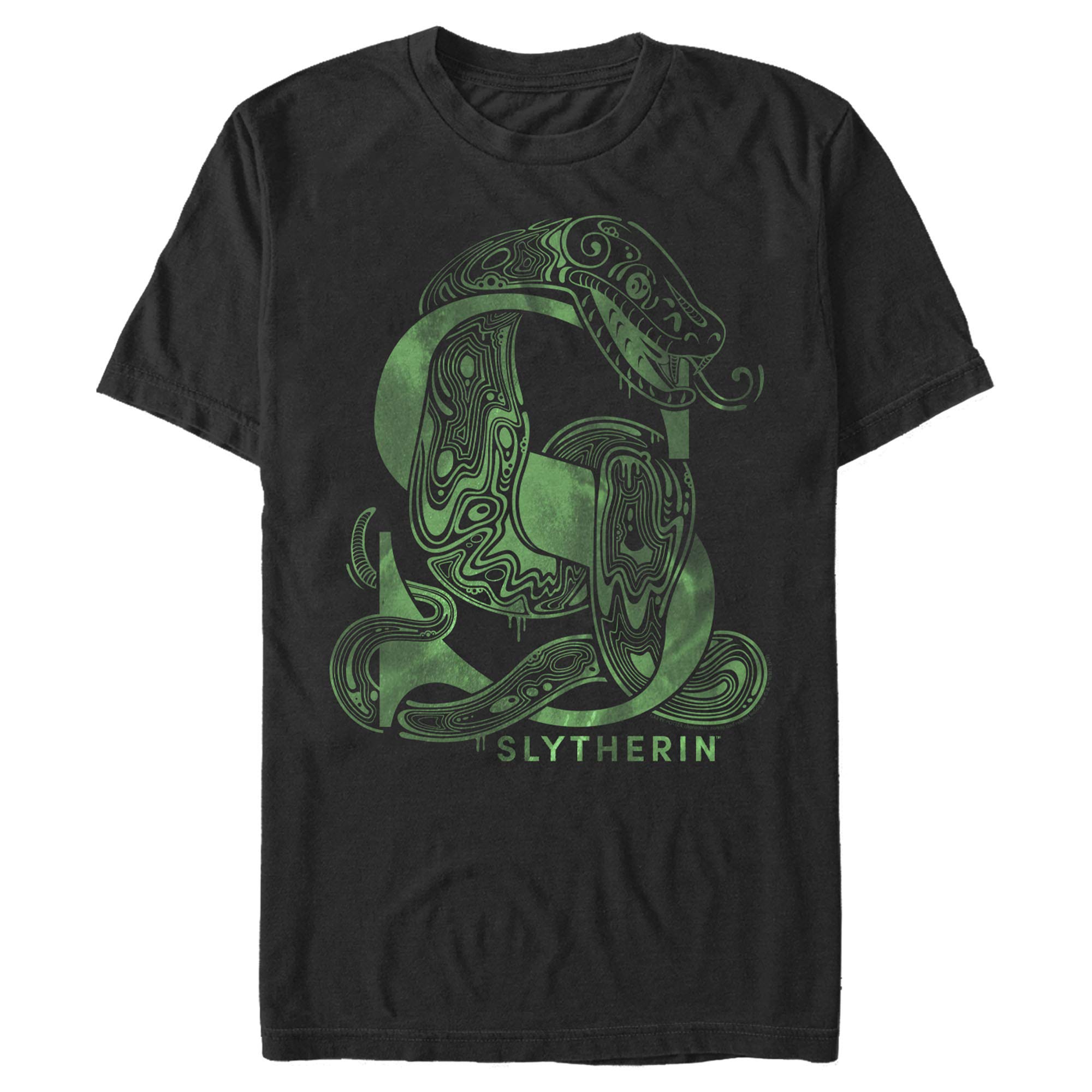 Harry Potter Men's Slytherin Short Sleeve Tee Shirt, Black, Large