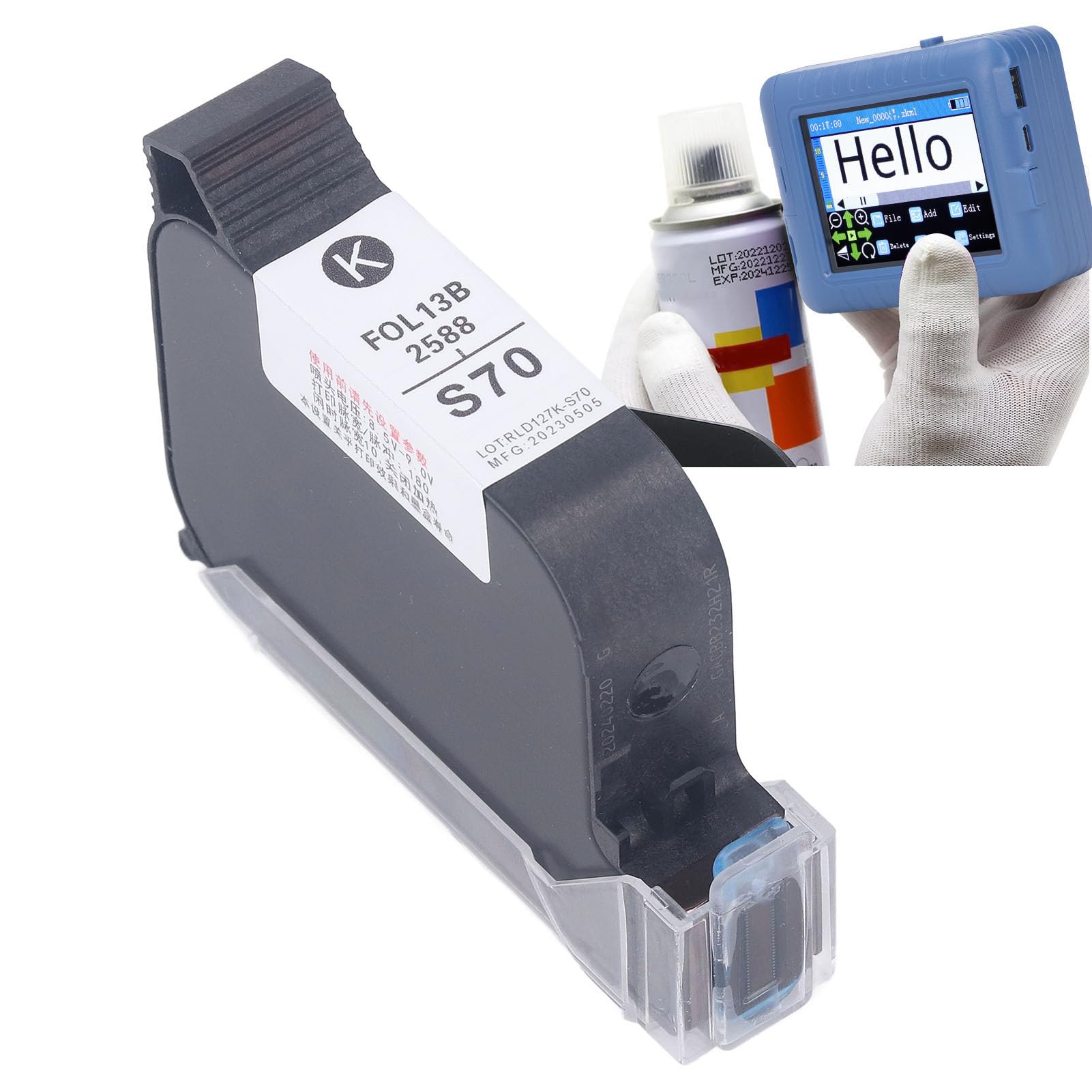 Hilitand 40ml Ink Cartridge Replacement for Printers 12.7mm Handheld Printer Ink Cartridge Portable Ink Cartridge (Blue)