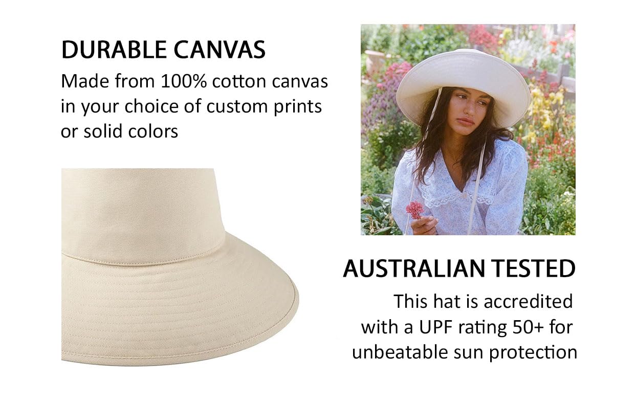 Lack of Color Women's Wide-Brimmed Cotton Canvas Holiday Bucket Hat (Formes Sun, Small/Medium)