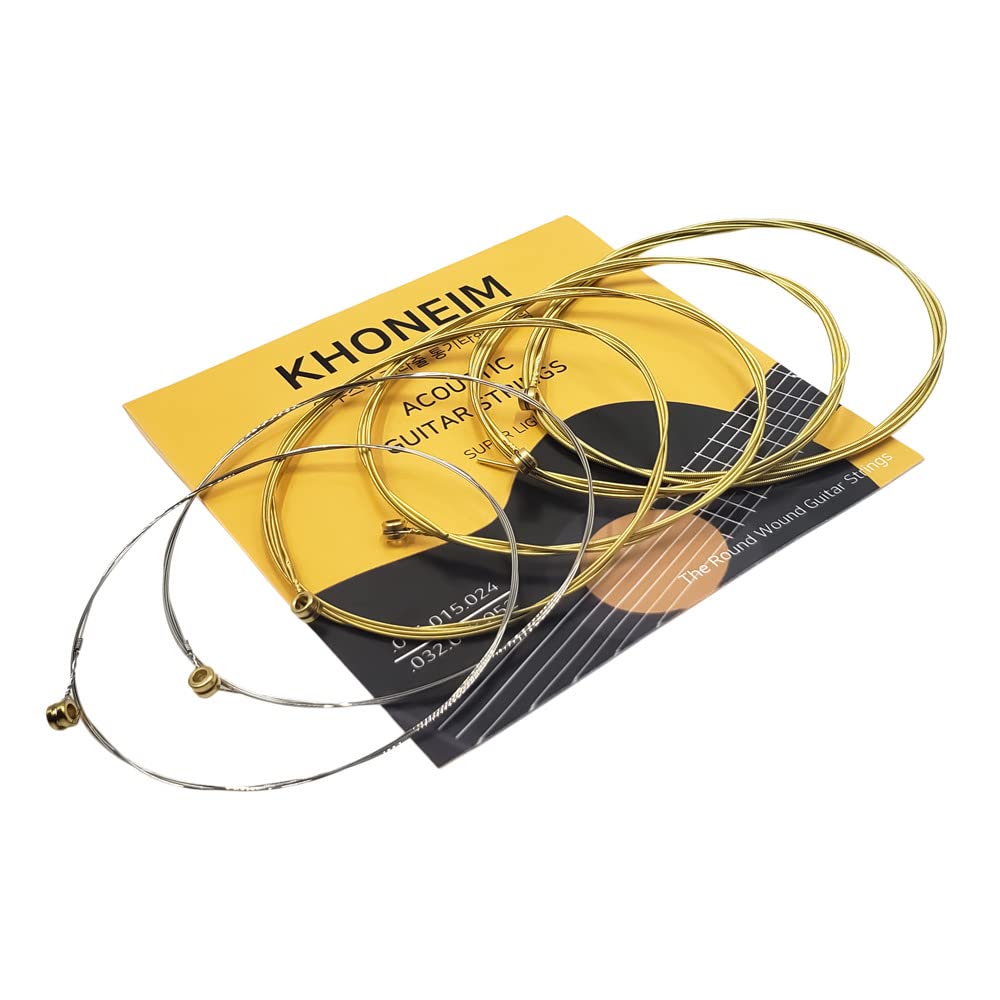 KHONEIM Guitar Strings 4 Pack - Acoustic Guitar Strings For 6 String Guitar, Deep and Bright Tone, 11-52