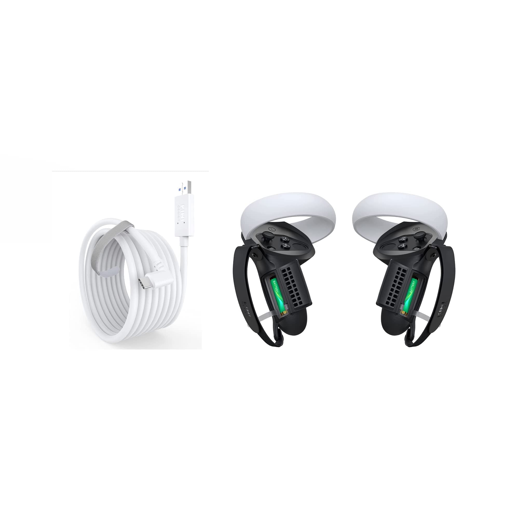 KIWI design Controller Grips Cover Accessories and Link Cable for Quest 2