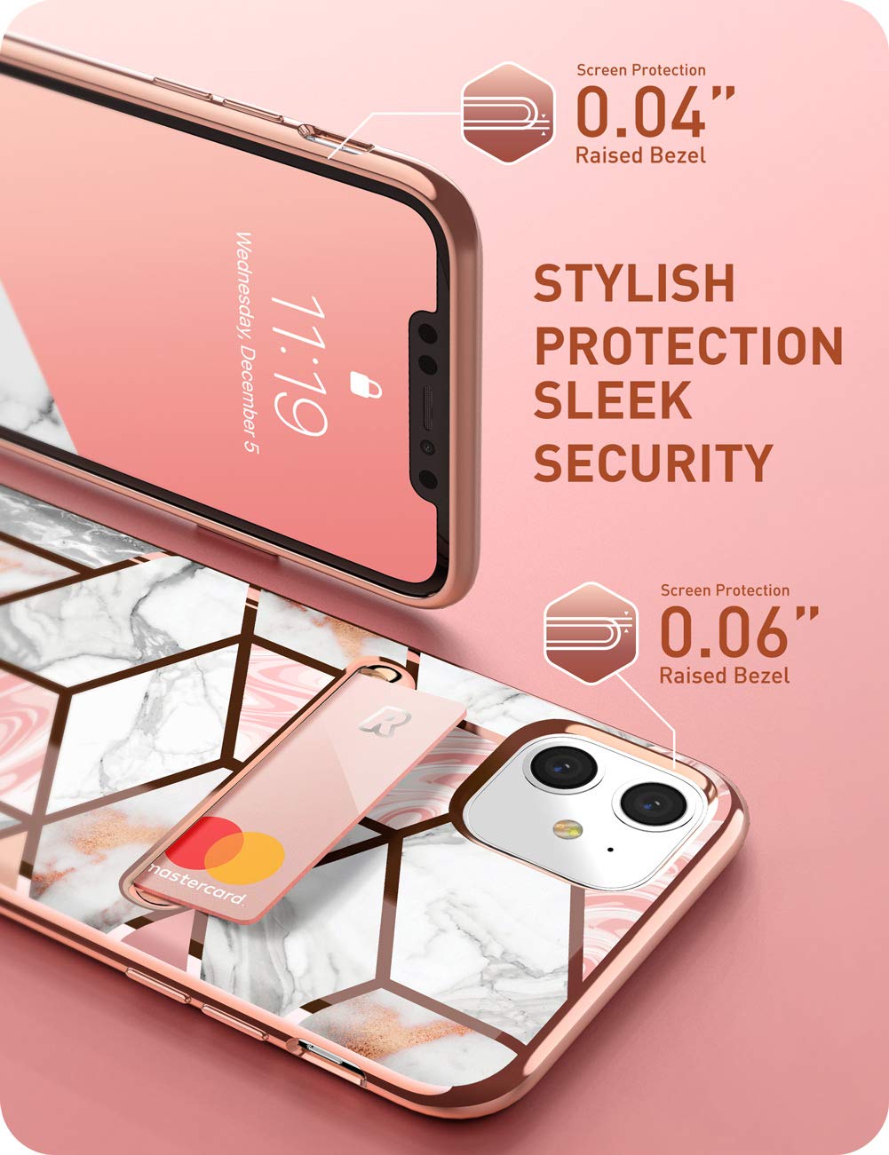 i-Blason Cosmo Wallet Case for iPhone 12, iPhone 12 Pro 6.1 inch (2020 Release), Slim Designer Wallet Protective Case with Card Holder (Marble)