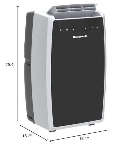 Honeywell Classic Portable Air Conditioner w Dehumidifier & Fan, Cools Rooms Up to 700 Sq. Ft. w Drain Pan & Insulation Tape, MN4CFS9 (Black/Silver)