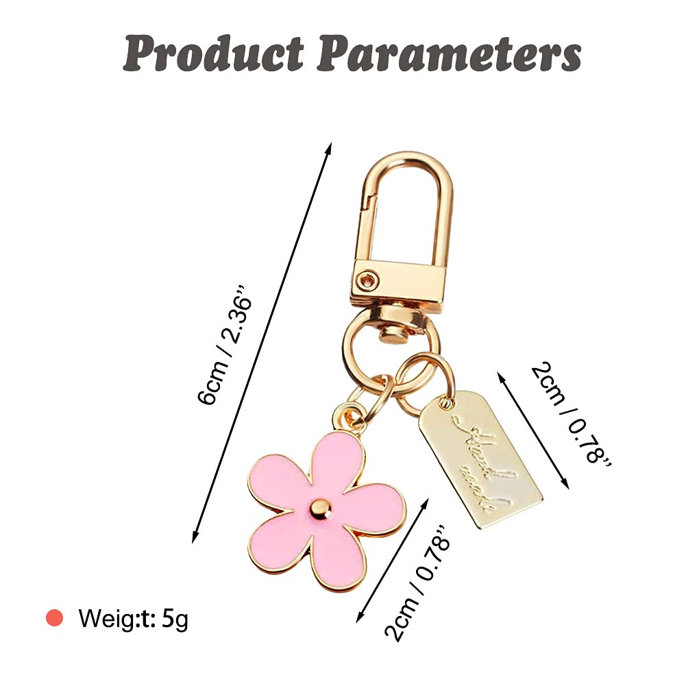 HOSBY 3 Pcs Keychains for Women, Bag Charm Flower Key Chain Car Key Ring Pendant for Purse, Handbag Bag, Earphone Case Decoration