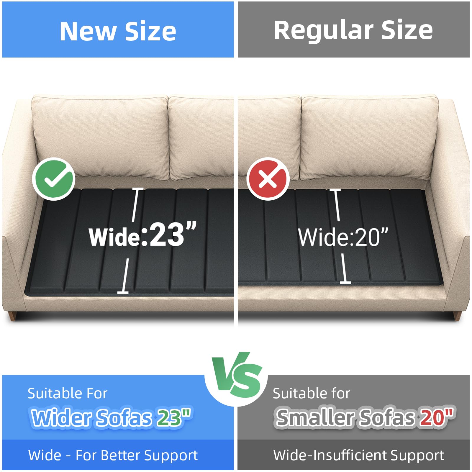 Jin&Bao Wider Couch Cushion Support for Sagging, Heavy Duty Solid Wood Sofa Cushion Support 23"- (21-81)"Couch Supporter Under The Cushions/Sofa Bed Board 100% Saver Sagging