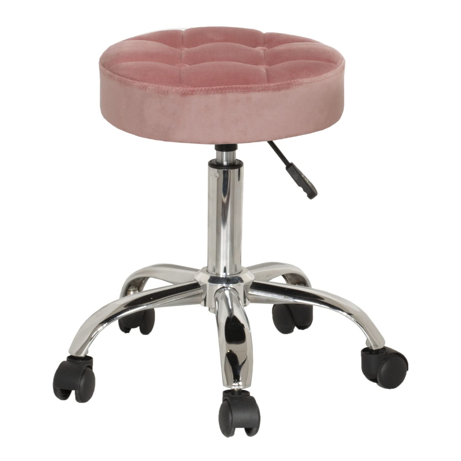 Hillsdale Nora Metal Adjustable Backless Vanity/Office Stool, Chrome with Chrome with Gray Velvet