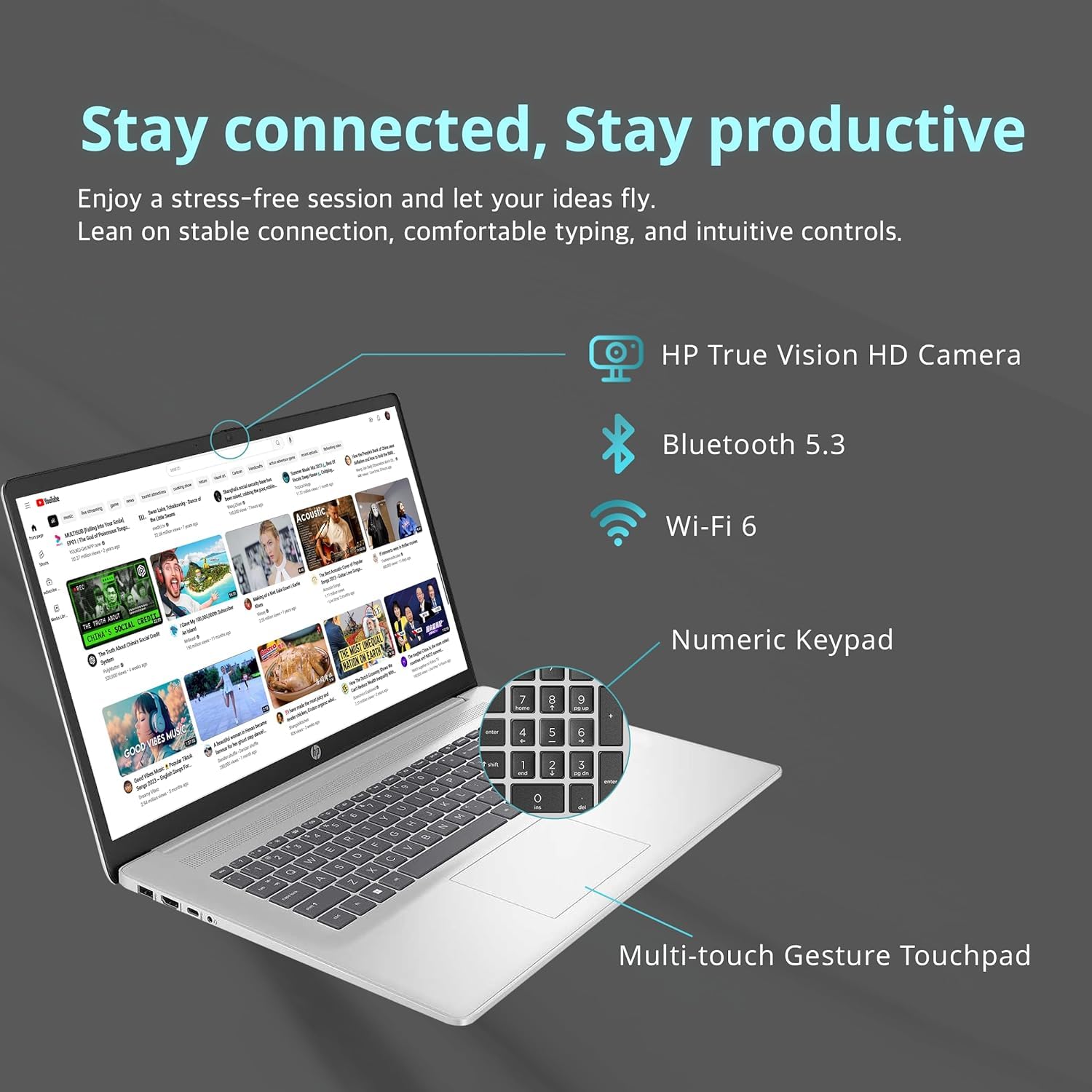 HP 17.3 Inch FHD Business Laptop, 13th Intel i5-1335U(Beat i7-1255U), 16GB RAM, 1TB SSD, Windows 11 Pro, Backlit Keyboard, Numeric Pad, HDMI, Silver, PCM